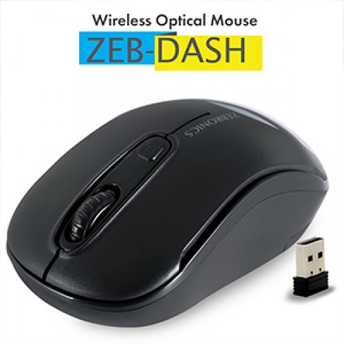 ZEB-DASH Black Wireless Mouse - Zebronics